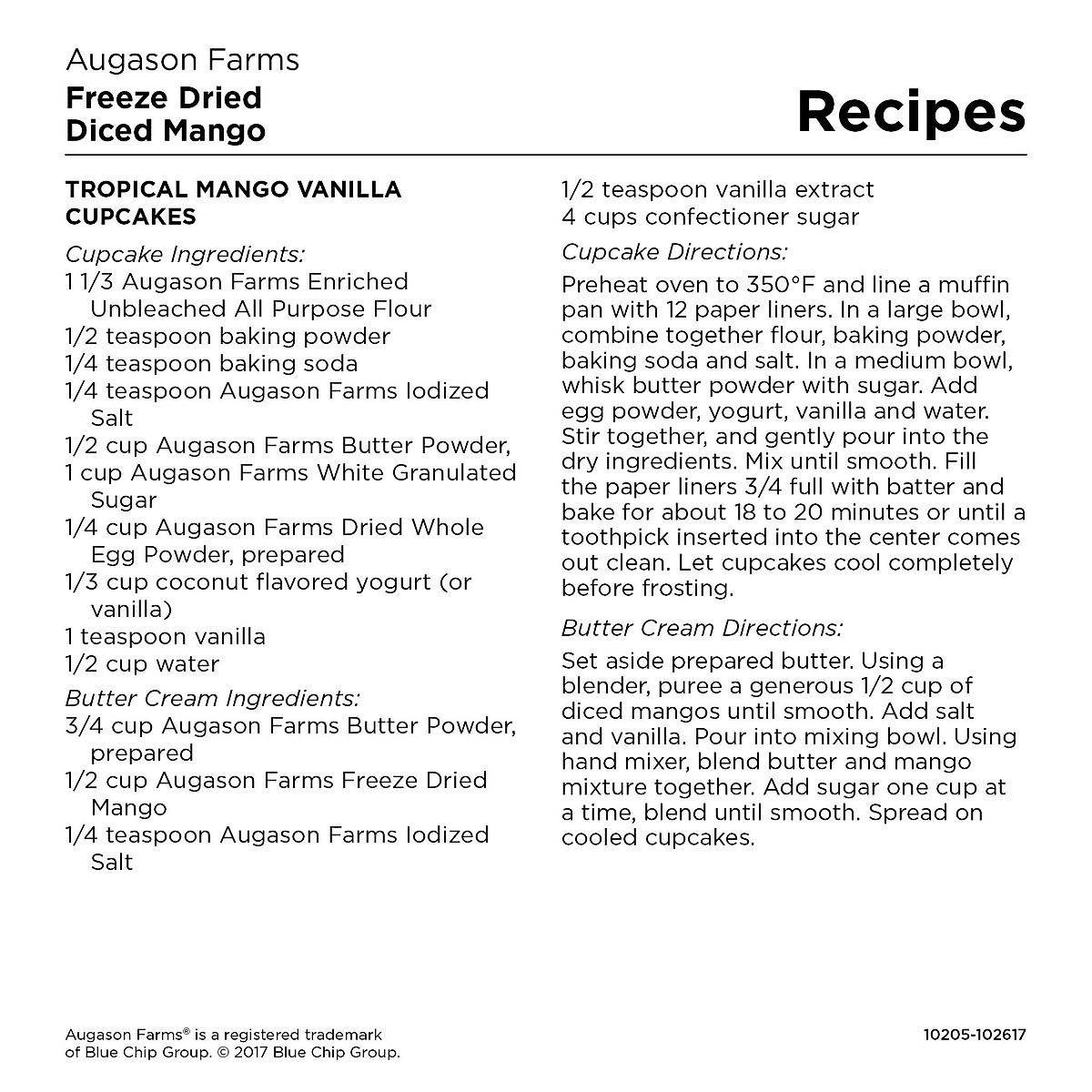 Augason Farms Freeze Dried Diced Mango 9.52 oz No. 10 Can