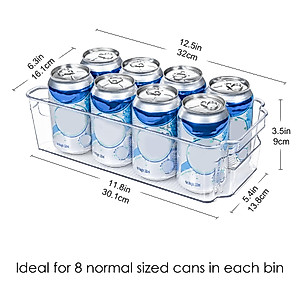 HOOJO Refrigerator Organizer Bins - 4pcs Clear Plastic Bins For Fridge, Freezer, Kitchen Cabinet, Pantry Organization, BPA Free Fridge Organizer, 12.5" Long-Medium, Clear