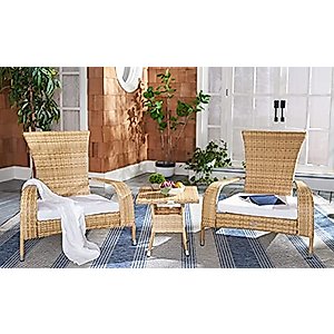 Safavieh Outdoor Collection Edna Natural/White Cushion 3-Piece Lounge Set PAT7719D
