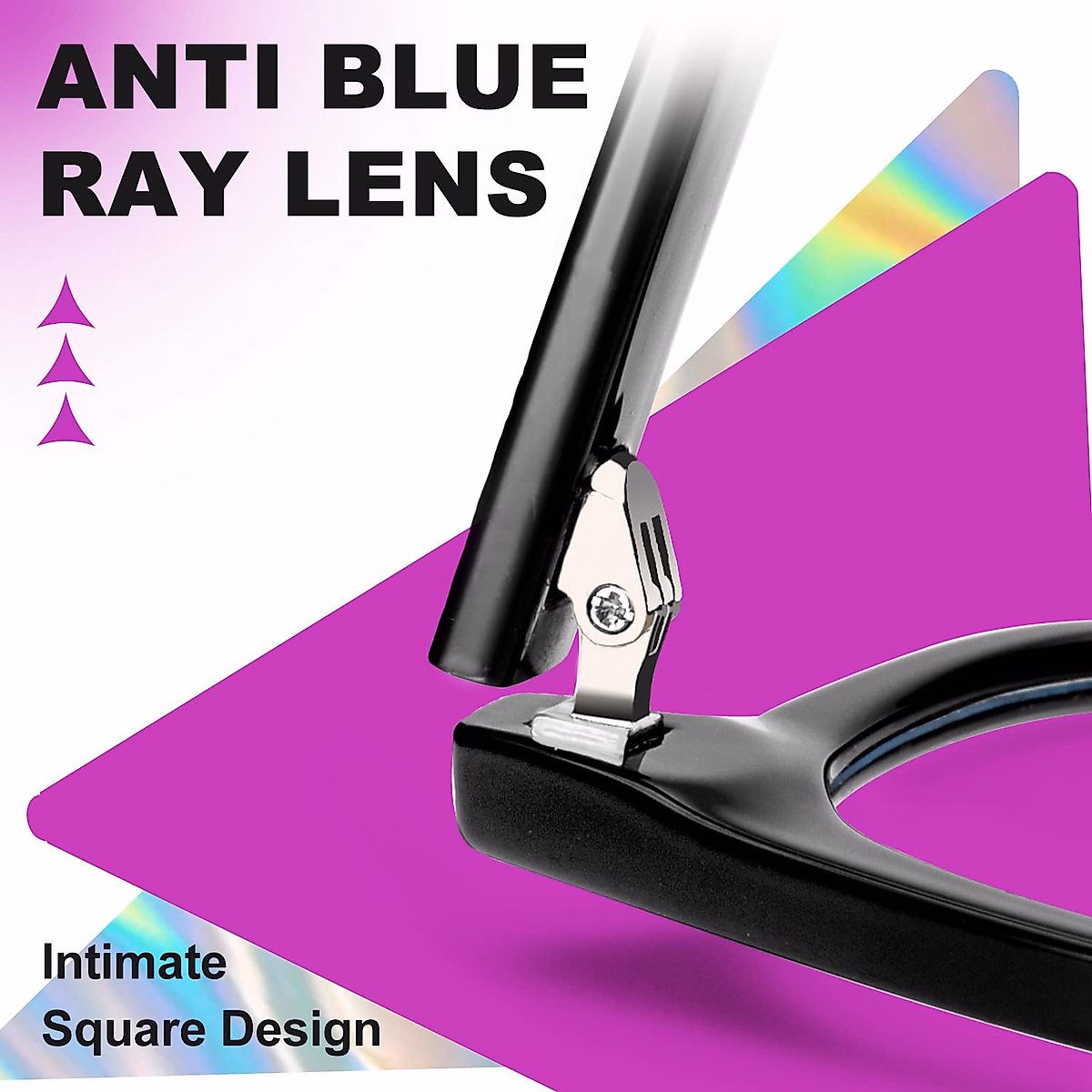 Fashion Square Blue Light Blocking Glasses with TR90 Frame Rectangle Eyeglasses Anti Blue Ray for Women Men Black Chasity