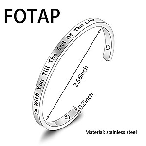FUTOP I’m with You Till The End of The Line Cuff Bracelet Gift for Boyfriends, Girlfriends Mother Gift From Daughter, Son (line cuff)