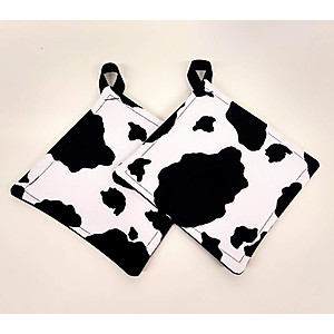 Potholder Set in a Cow Hide Fabric Print by Sewuseful Studios LLC