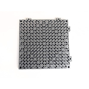 VinTile Modular Interlocking Cushion Floor Tiles Mat Non-Slip with Drainage Holes for Pool Shower Locker-Room Sauna Bath Deck Patio Garage Wet Area Mat (Pack of 6 Tiles - 11-3/4" x 11-3/4", Gray)