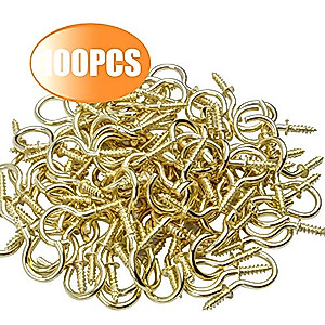Aylifu Ceiling Screw Hooks, 100 Pieces 3/4 Inch Cup Hooks Screw-in Hooks for Hanging Plants Mug Cup, Gold