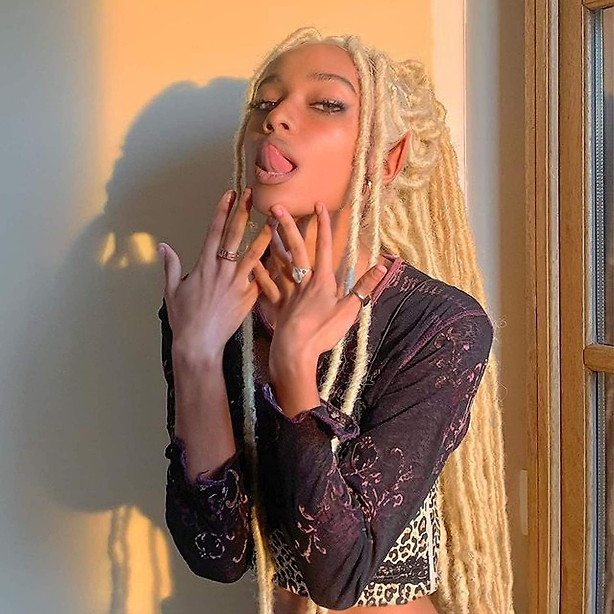 ZRQ 24 Inch 613 Soft Locs Blonde Faux Locs Crochet Braids Hair,6 Packs Pre-looped Blonde Goddess Locs Afro Roots 613 FauxLoc Dreadlocks Extended Soft loc For Woman 613#