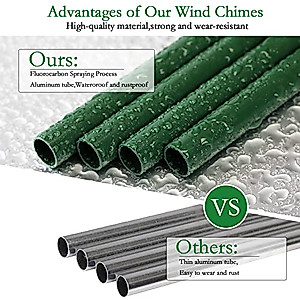 Solar Wind Chimes for Outside - 37" WANQDG 6 LED Hummingbird Color Changing Wind Chime with 4 Green Metal Tube, Music Wind Chimes Great as a Gift for Women mom Grandma Best Friends' Birthday Gift