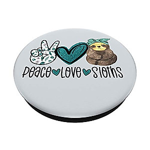 Peace Love Sloth Lover Cute Sloth Gift for Girls and Kids PopSockets PopGrip: Swappable Grip for Phones & Tablets