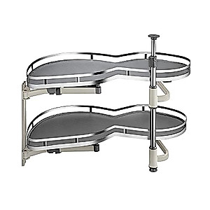 Kitchen Cabinet Blind Corner Pull Out Organizer, Stainless Steel 2 Tiers Swing Tray 270°Rotating Storage Left Right Handed Pull Out Basket for Blind Base Corner Cabinets