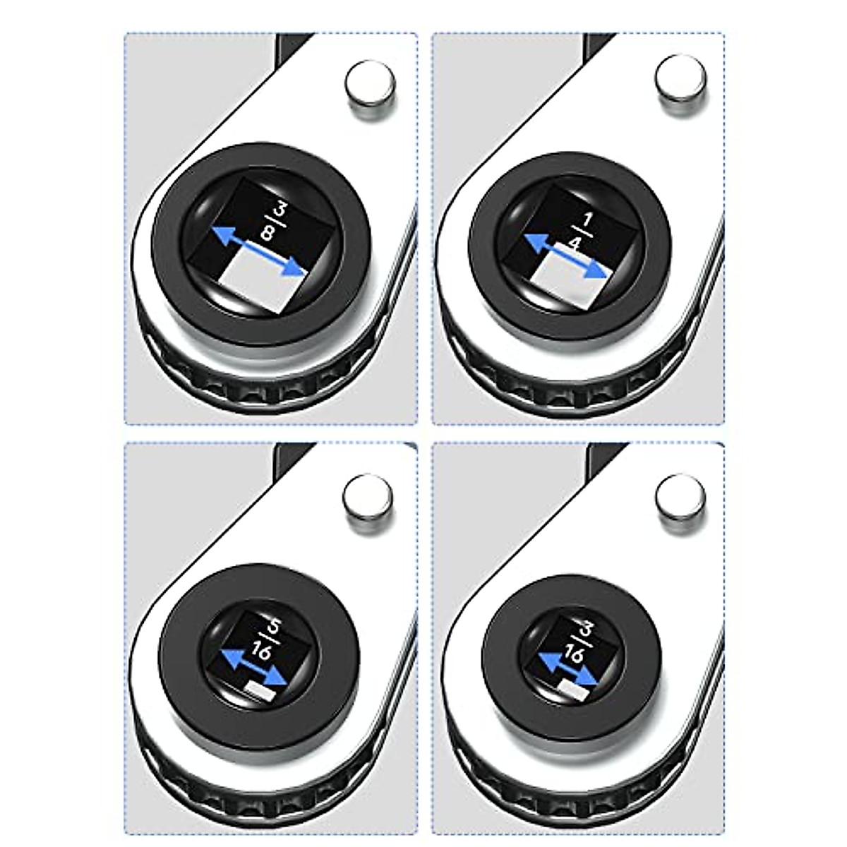 HVAC Service Wrench, Refrigeration Ratcheting Wrench 3/8” 1/4” 5/16'' 3/16'' AC Wratchet Tool with Hex Bit Adapter UIInosoo for Air Conditioning, Refrigeration Equipment, Gas Furnace