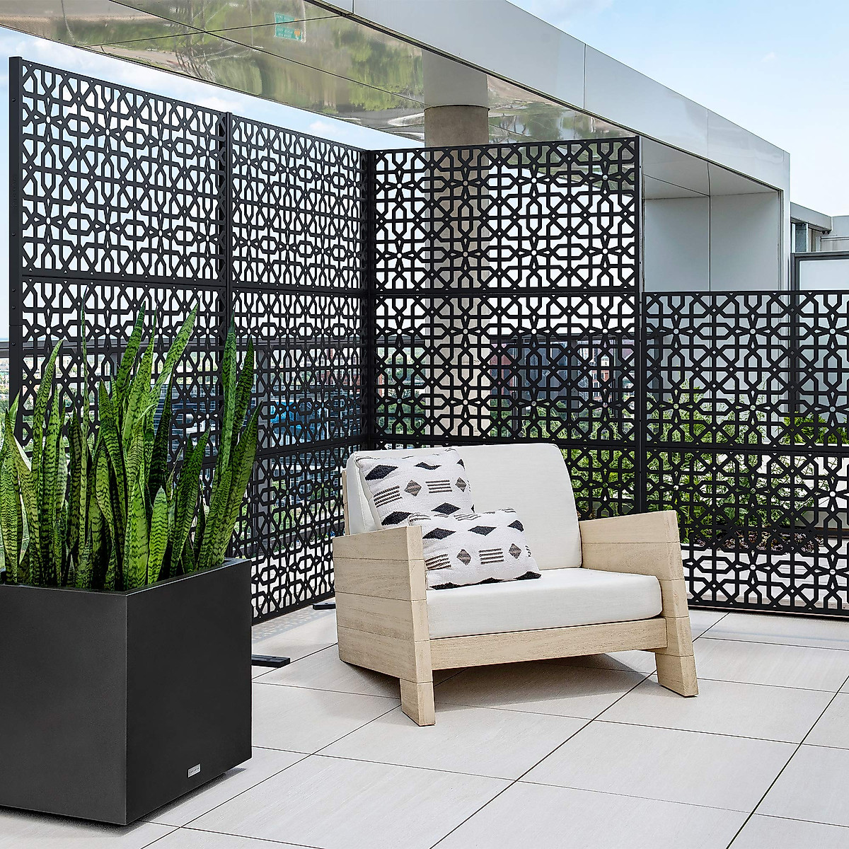 Veradek Outdoor Privacy Screen Series - Block Privacy Screen Set w/Stand (65% Privacy) | Made from Durable Materials; Easy Set-Up | Modern Décor for Patio Privacy, Room Divider, Fences