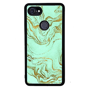 Mint Green Gold Marble Black Rubber Phone Case Compatible With Google Pixel 8 Pro, 8a, 8, 7a, 7, Pixel 7 Pro, 6a, Pixel 6 Pro, 6, Pixel 5, 4a 5G, 4a 4G, 4, 4 XL, 3a, 3a XL, 3, 3 XL, 2 XL, 2