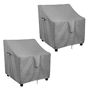 OutdoorLines Outdoor Waterproof Furniture Chair Cover - UV-Resistant Patio Lawn Chair Covers for Outdoor Furniture Windproof Heavy Duty Chair Covering, 2 Packs, 33.5Wx31.5Dx36H Inches, Grey