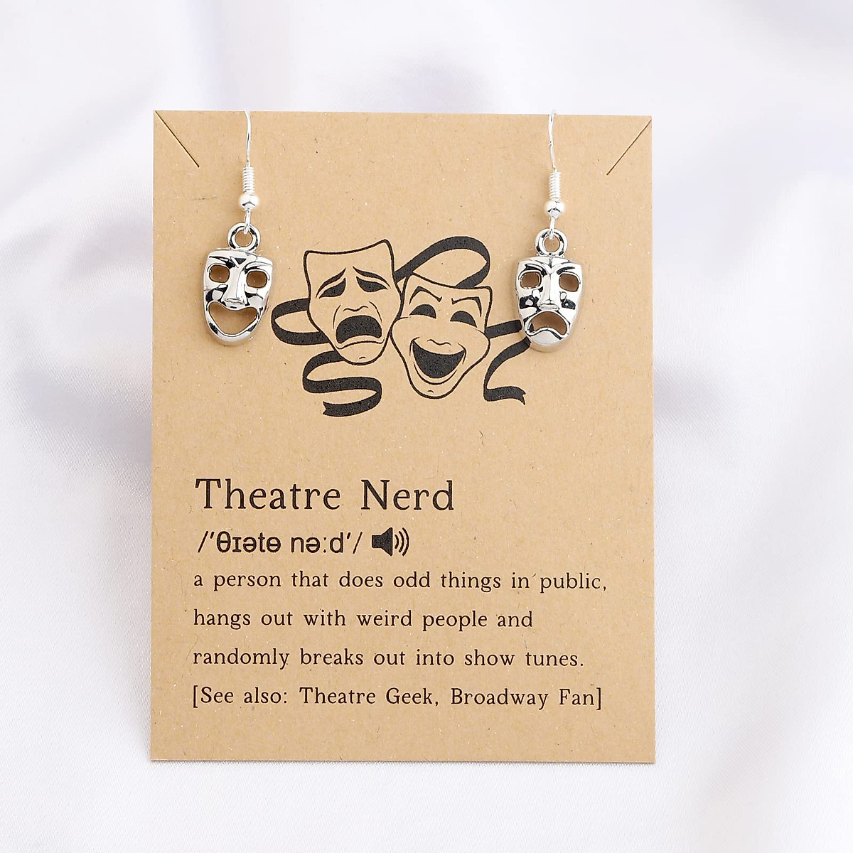 Gzrlyf Comedy and Tragedy Mask Earrings Drop Dangle Earrings Drama Masks Jewelry Theater Gifts (drop dangle earrings)