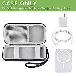 Case Compatible with Apple MagSafe Charger Battery Pack, Holder for Mag Safe Magnetic Power Bank for iPhone 12, Storage with Strap & Mesh Pocket for 20W USB-C Power Adapter and Cable (Case Only)