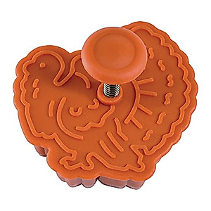 R & M International 492 Pastry/Cookie/Fondant Stamper, 2-Inch, Thanksgiving - Turkey, Acorn, Pumpkin, Oak Leaf