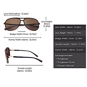 JM Retro Polarized Aviator Sunglasses Mirror Lightweight Eyeglasses for Men Women (Tortoise/Polarized Brown)