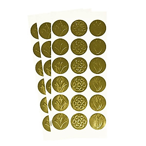 Geographics Self-Adhesive Gold Foil Seals, Assorted Embossed Emblems, 1.25 inch Diameter, 54 per Pack