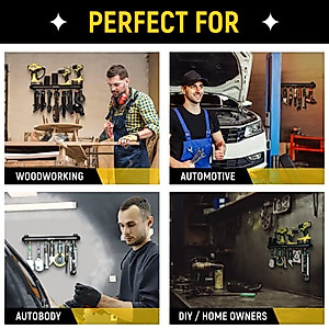 AT Universal Air Tools Holder with 7 Slots - Alitis Heavy Duty Garage Power Tool Organizer Wall Mount Plastic Cordless Power Tool Organizer and Storag