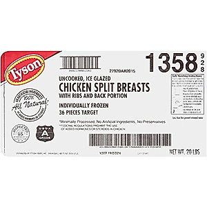 Tyson Individual Quick Frozen Halves Chicken Breast, 8.2 Ounce -- 36 per case.
