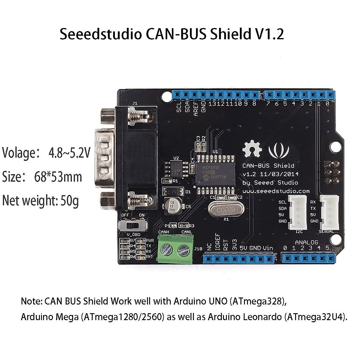 CAN-BUS Shield Compatible with Arduino and Seeeduino