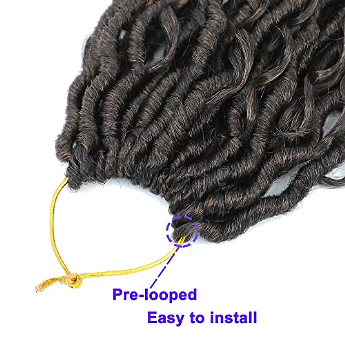 6 Packs Curly Goddess Faux Locs Crochet Hair for Black Women, 18 Inch Goddess Locs Crochet Hair Hippie Locs Synthetic Braids, Boho Style Hair Extensions (18 Inch, 6 Packs, T1B/30)