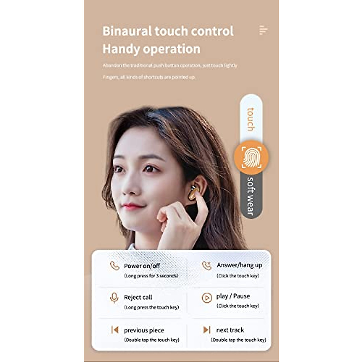 Bluetooth Headphones True Wireless Earbuds 48Hrs Playtime with Wireless Charging Case LED Power Display Wireless & Type-C Charging Waterproof in-Ear TWS Earphones for Phone Computer Laptop Sports