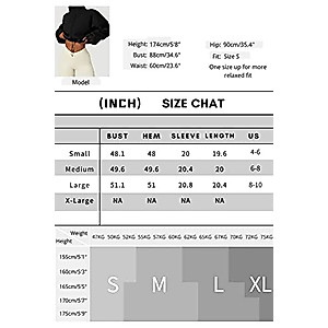 QINSEN Women's Full Zip Fleece Short Jacket Warm Winter Long Sleeve Stand Collar Sherpa Crop Coat Black M