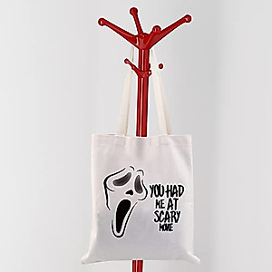 CMNIM Funny Horror Movies Tote Bag You Had Me At Scary Movie Ghost Face Gift for Scream Horror Thriller Movie Fans Storage Bag (Scream Horror Tote Bag)