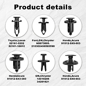 120pcs Retainer Clips Push Type Fasteners 6.8mm 8mm 9mm 10mm - Expansion Screws Replacement Kit with Remover Tool Bumper Push Rivet Clips Compatible with GMC Ford Toyota Honda Chrysler Acura