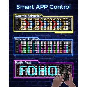 Upgraded Flexible LED Car Sign, Big Size 14.6"×3.6" Matrix Panel, Bluetooth Smart App Control, Running Text, Sign for Car, Shop, Bar, Shop, RGB Panel, Pixel Pattern, Graffiti Text Animation Display (14.6"×3.6")