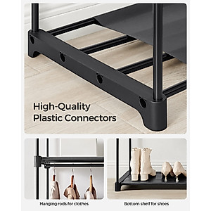 SONGMICS Closet Wardrobe, Portable Closet for Bedroom, Clothes Rail with Non-Woven Fabric Cover, Clothes Storage Organizer, 55.1 x 16.9 x 68.5 Inches, Black URYG02BK