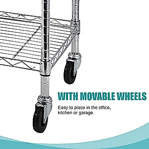 BELANITAS 5 Shelf Adjustable Storage Shelves, Heavy Duty Shelving Storage Units on Wheels Casters Steel Shelves for Storage Unit Metal Shelf Wire Rack, 59" L x 18" W x 71" H,Chrome