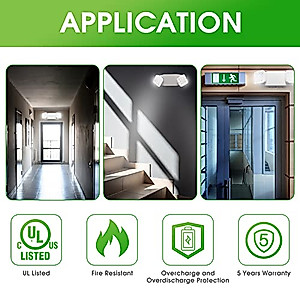 Garrini LED Emergency Light Emergency Light Combo Rectangular Adjustable Dual Heads 2 Heads UL Certified GM6 for Apartments Hotels Hospitals Offices (White)