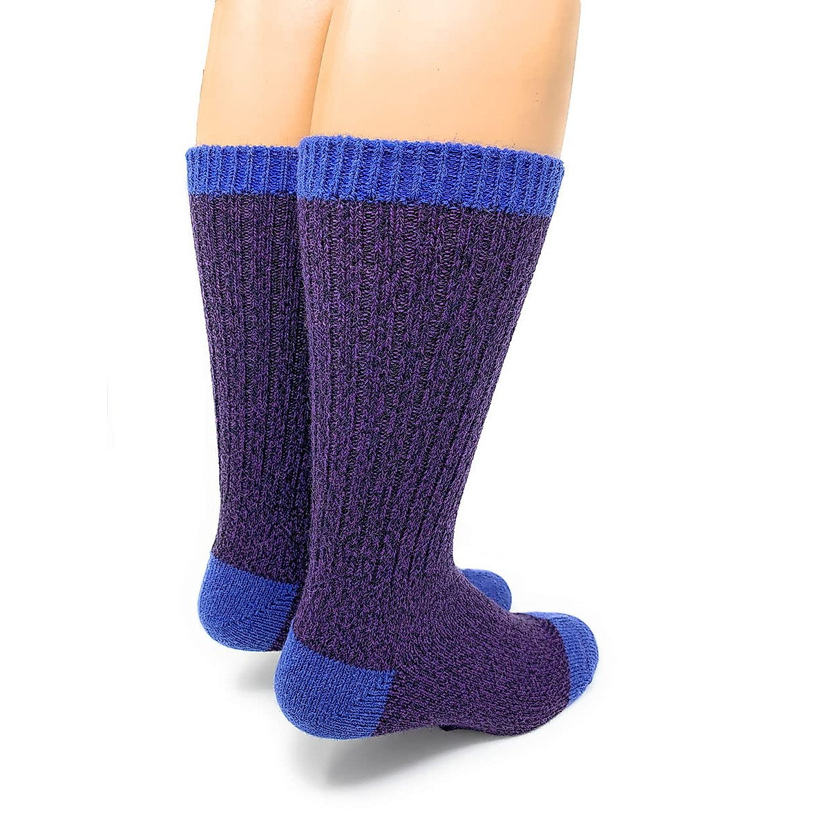 WARRIOR ALPACA SOCKS - Unisex Base Camp Alpaca Wool Hiking Socks for Men & Women (Large, Blue/Plum)
