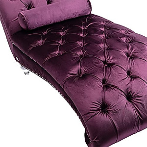 Leisure Velvet Concubine Sofa Accent Sofa Chaise Reclining Lounger Barrel Sofa with Acrylic Feet (Purple)