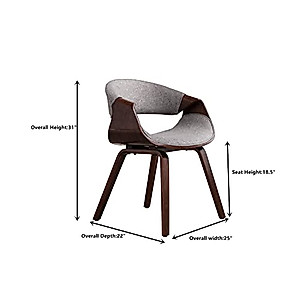 Vanity Art Mid-Century Style Butterfly Dining Chair and Walnut Wood Finish (Gray) UC-7G