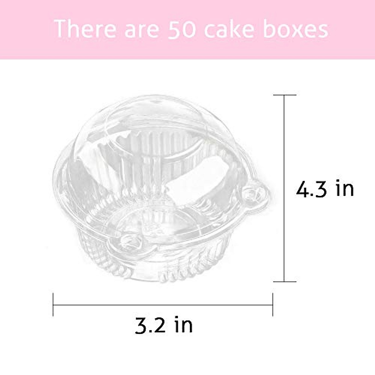 Cupcake Holders Individual,50 PC Cupcake Containers Disposable Clear Plastic Single Muffin Dome Holders Cases Individual Cupcake Boxes Bulk (white, 50 pcs)
