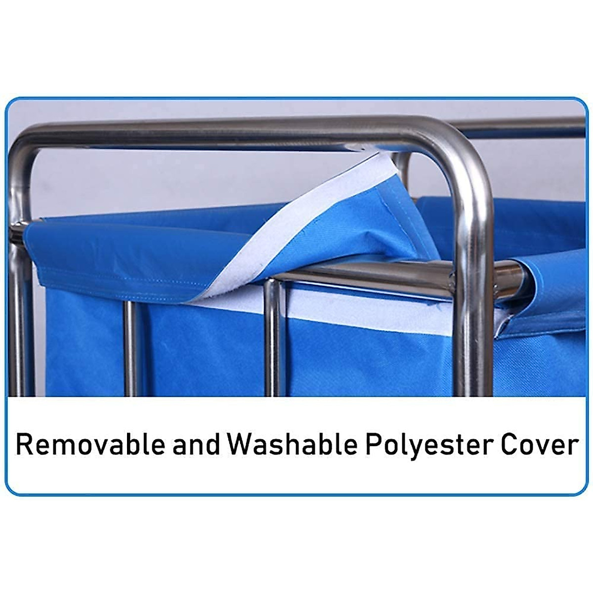 Medical Cart Lab Serving Cart, Utility Cart, Rolling Cart Heavy Duty Hotel Laundry Sorter Cart with Rolling Caster, Blue Lobby Linen Cart Room Service Rolling Trolley with Handle &Amp;Removable Cover