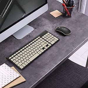 JOYACCESS J Silent Mouse Wireless, Portable Wireless Computer Mouse with 5 Adjustable DPI Levels, USB Mouse for Desktop, Notebook, MacBook, Chromebook, PC (Black Gold)