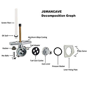 Fuel Vavle Petcock Shut off Tank Switch Fits For Honda TRX 250EX 350 400 420 Rancher TRX400 450 500 Foreman Recon 250 Rubicon 500 650 OEM# 16950-HM8-003 Fuel Tank Petcock Valve Assembly