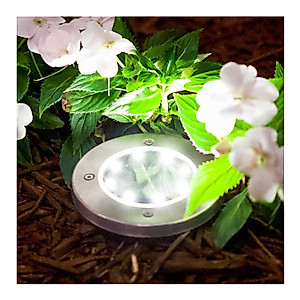 BRIGHTRIGHT Bright Right Solar Outdoor Lights (4 Lights) - White LED Weatherproof Outdoor Ground Lights for Landscape, Garden, Patio, Lawn, Deck, Pathway & Driveway