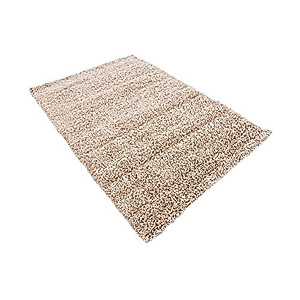 Unique Loom Solid Shag Collection Area Rug (4' 1" x 6' 1" Rectangle, Taupe)