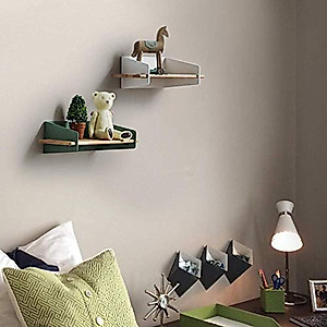 PIBM Stylish Simplicity Shelf Wall Mounted Floating Rack Shelves Iron Art Solid Wood Bookshelf Potted Plant Storage Rectangle Save Space,6 Colors,3 Sizes, White , 29.5x15x10cm