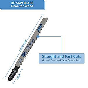 AIKENSAI 30 x T101B 4 Inch 10TPI Jigsaw Blades T Shank for Wood Jig Saw Blade Set Jig Saw Blades for Wood Compatible with Power Jig Saws RYOBI Milwaukee Makita Bosch DeWalt etc