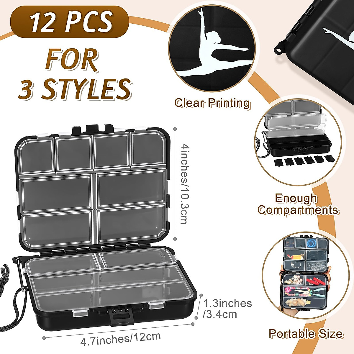 DoubleFill 6 Pcs Dance Recital Gifts for Girls Bobby Pin Case Mini Hair Tie Clip Storage Box Dance Appreciation Gifts Portable Ballerina Travel Case Accessories for Girls Women Dance Lover Dance Team