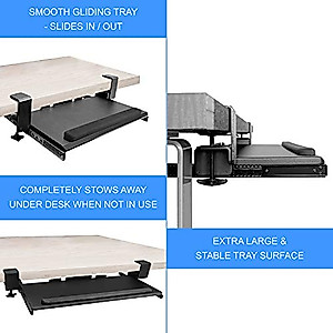 Laboratory 29 Preassembled Keyboard Tray – Adjustable Keyboard Tray Under Desk Slide Out – Easy Clamp-On Installation for Desks 33” or Wider – Wrist Rest Included (Black)