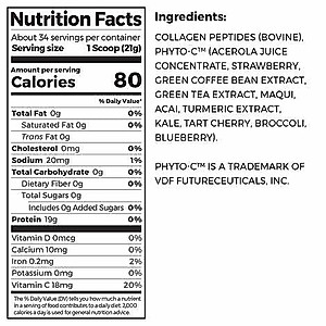 Orgain Collagen +Superfoods with 20 Grams of Grass-Fed Collagen and Vitamin C, Unflavored, 25.6 oz