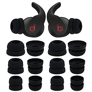 BLLQ Ear Tips Replacement for Beats Fit Pro/Studio Buds, 6 Pairs Double Flange Silicone Eartips Earbuds Tips Compatible with Beats Studio Buds/Fit Pro,S/M/L 3 Size,Black 2F6PSML