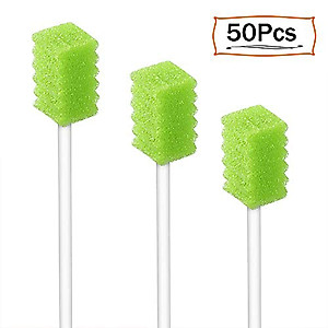 (50 Pack) Disposable Oral Swabs, Sterile Dental Sponge Swabsticks Unflavored for Mouth & Gum Cleaning