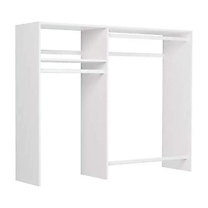 Easy Track OK0348 Hanging Closet Wardrobe Storage Clothing Organizer Rod Rack System Kit for Bedroom in White with Hardware for Easy Installation